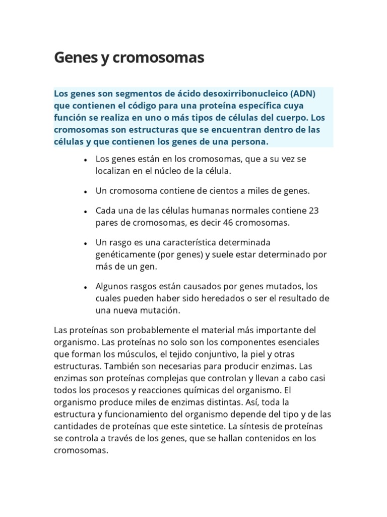 Genes y cromosomas: conceptos clave | PDF | Salud y bienestar | Ciencia ...