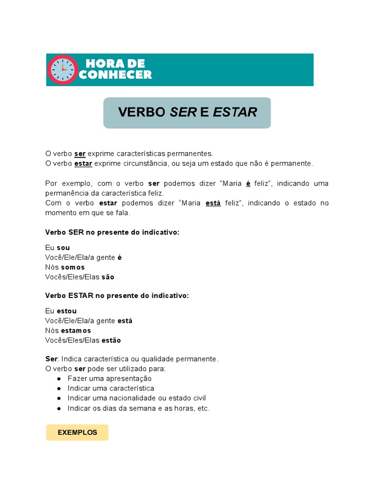 Verbos Para Plano De Aula Pdf Linguística