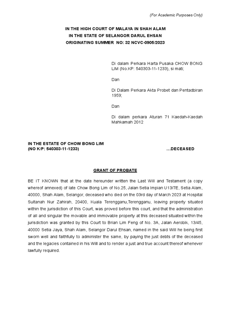 8) Grant of Probate | PDF