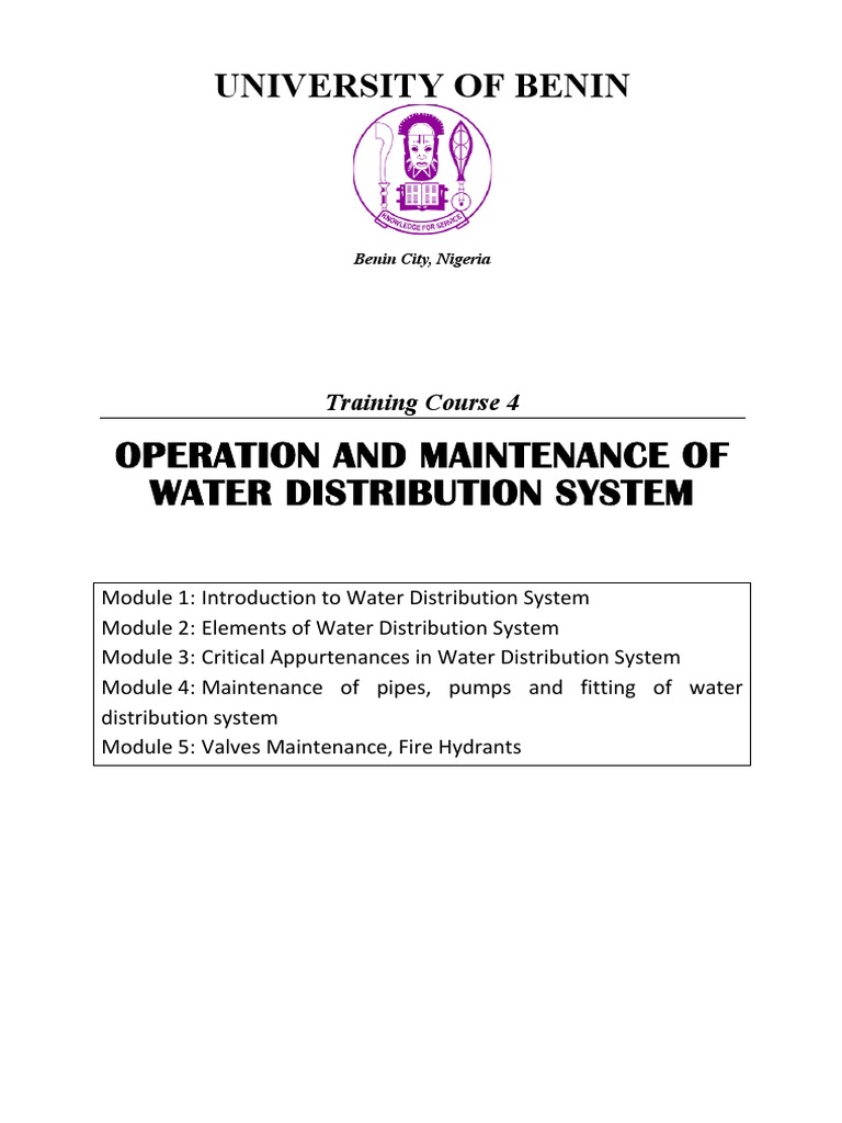 Operation and Maintenance of Water Distribution System | Download Free ...