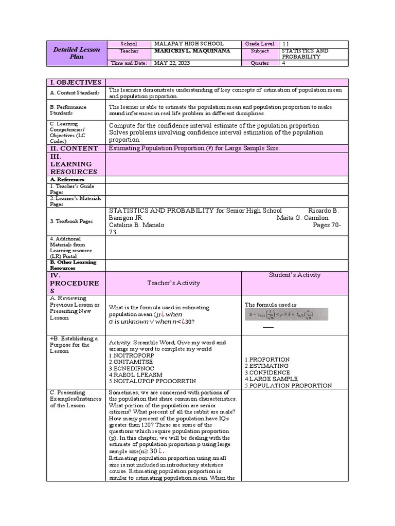 Maricris DLP 1 | PDF | Sample Size Determination | Confidence Interval