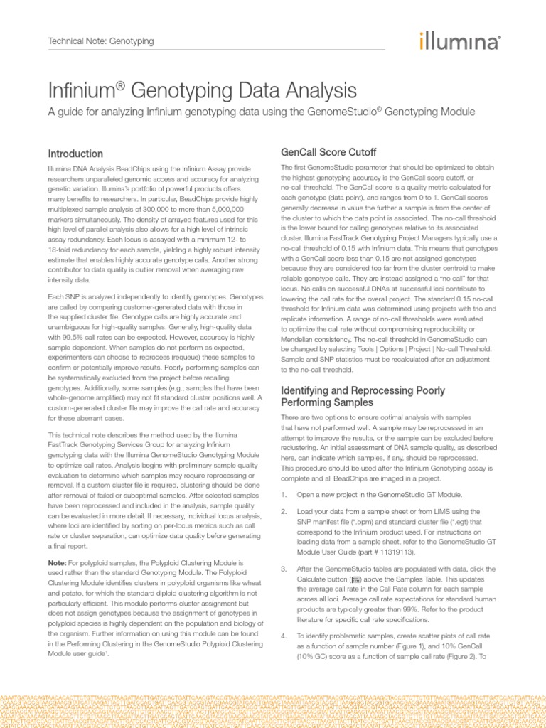 Technote Infinium Genotyping Data Analysis | PDF | Single Nucleotide Polymorphism | Zygosity