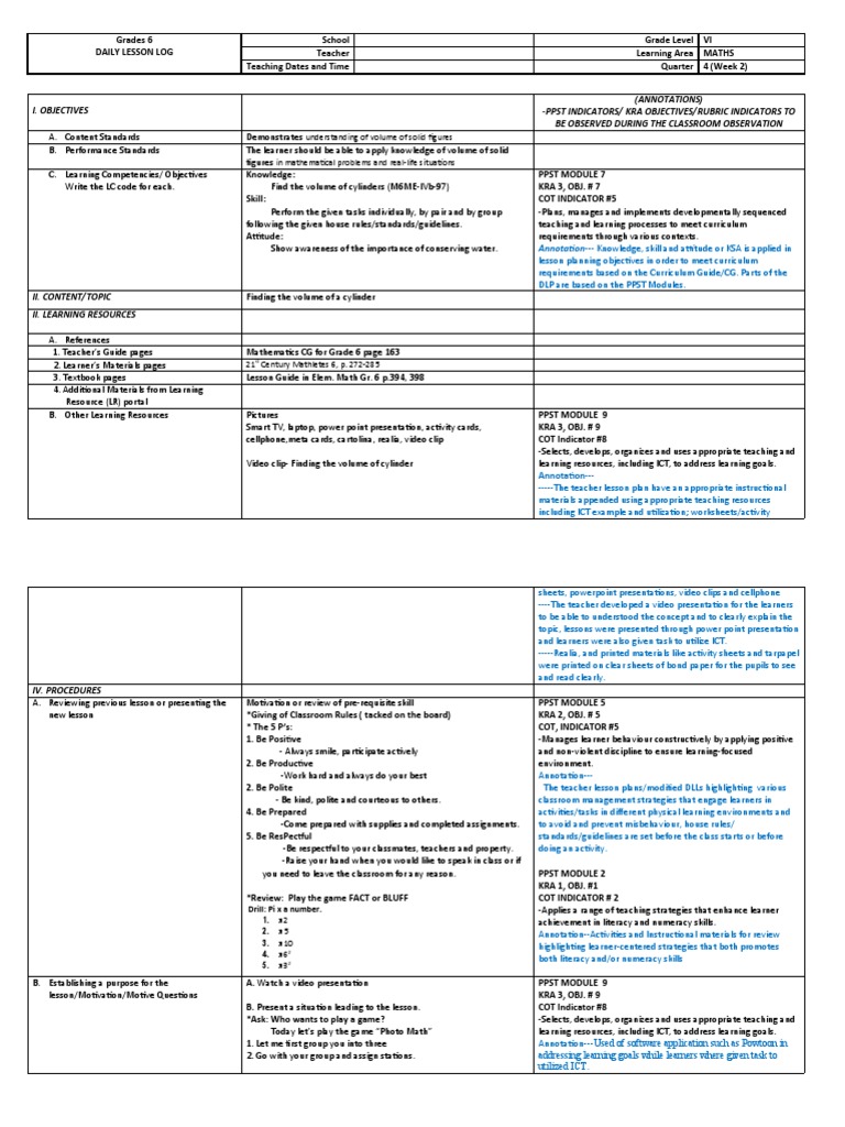 Finding The Volume of A Cylinder | PDF | Educational Assessment | Learning