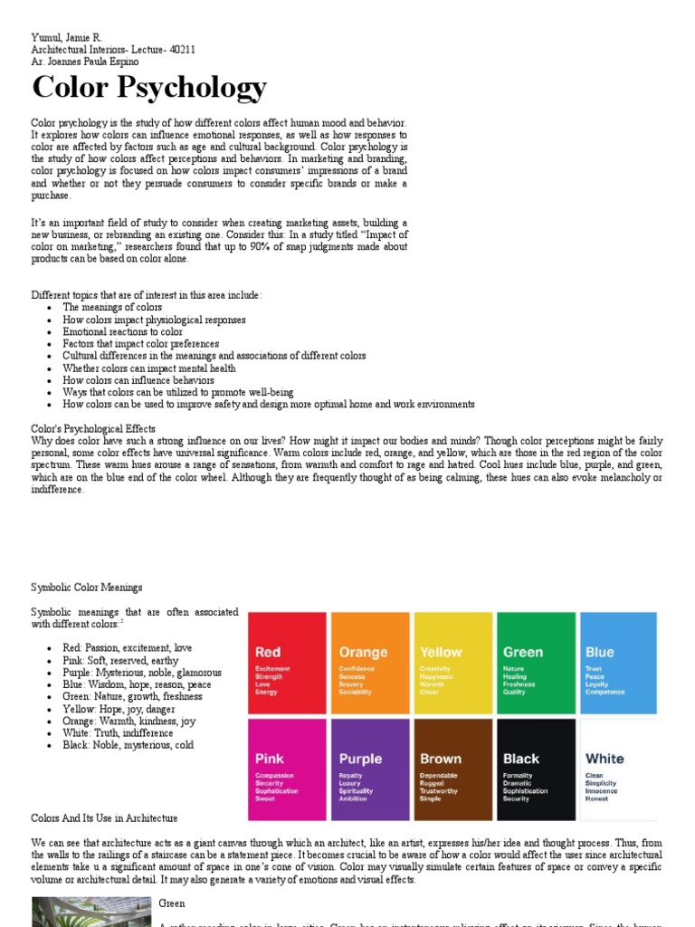 Color Psychology | PDF | Color | Green