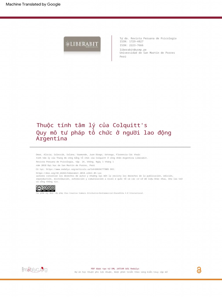 Quy Mô Tư Pháp T CH C Ngư I Lao Đ NG Argentina Thu C Tính Tâm Lý C A Colquitt's | PDF | Career ...