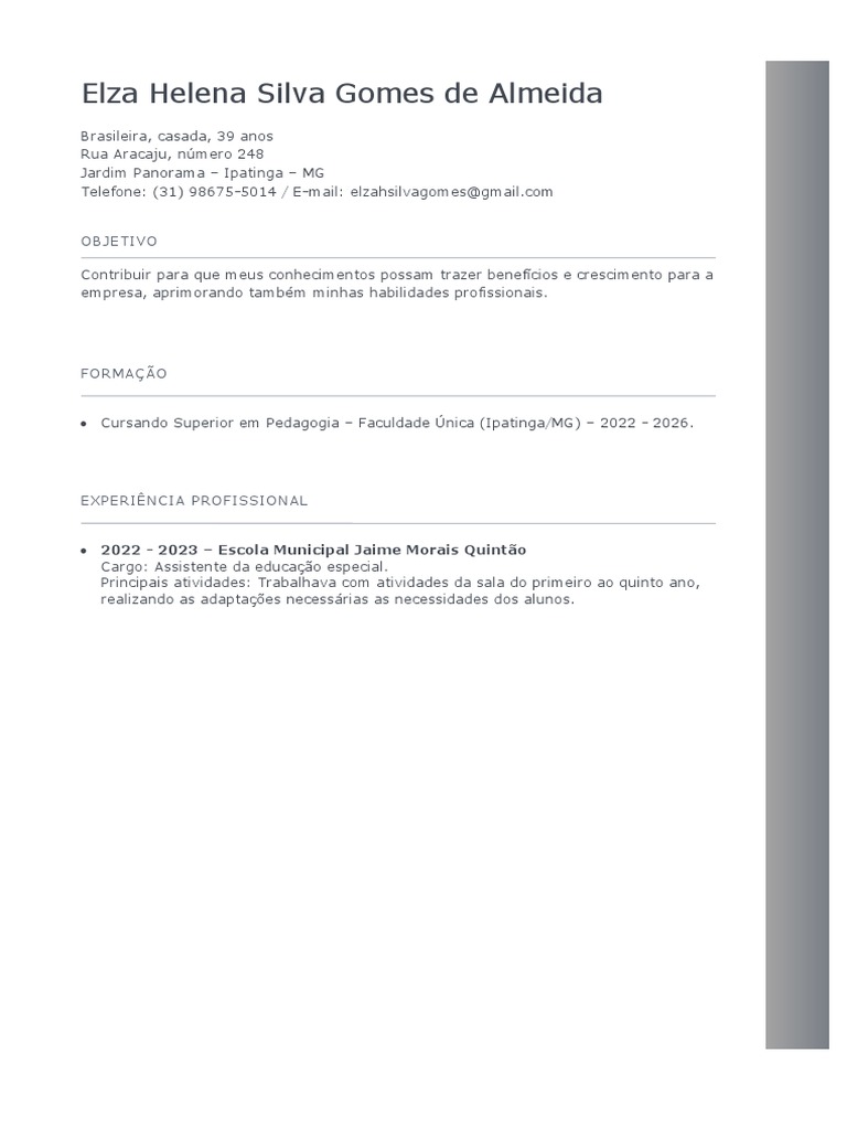 Curriculo Elza | PDF