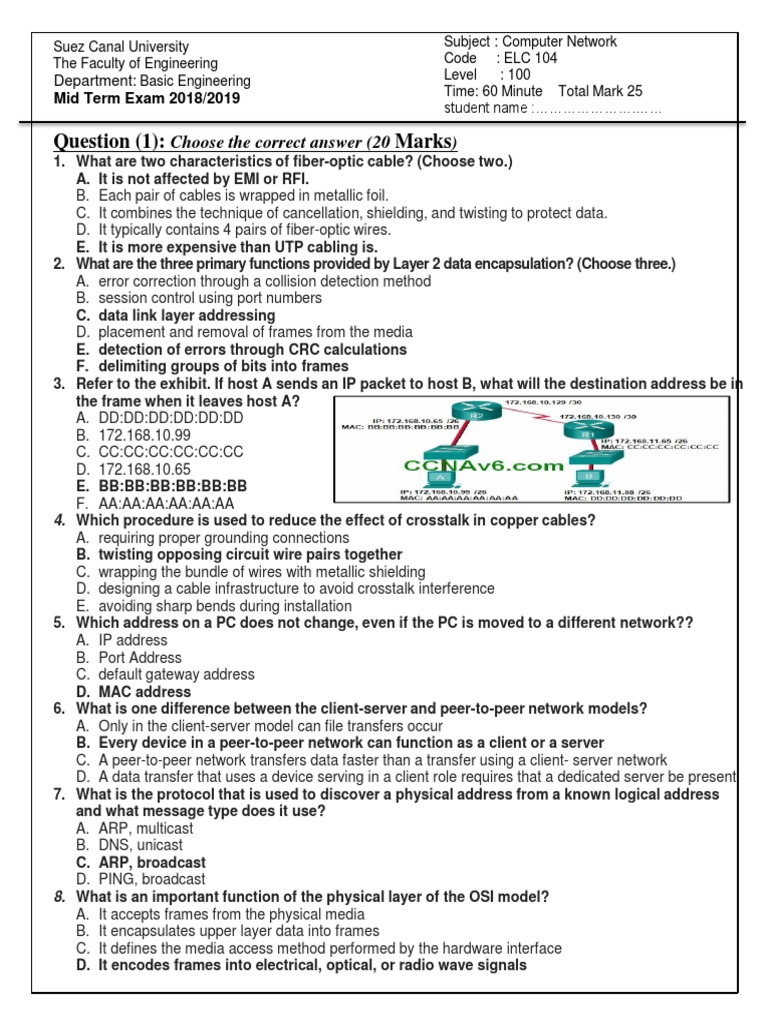 MidTerm Solution | PDF | Computer Network | Internet Protocols