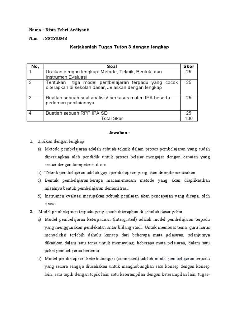 Tugas Tuton 3 PDGK4202 | PDF