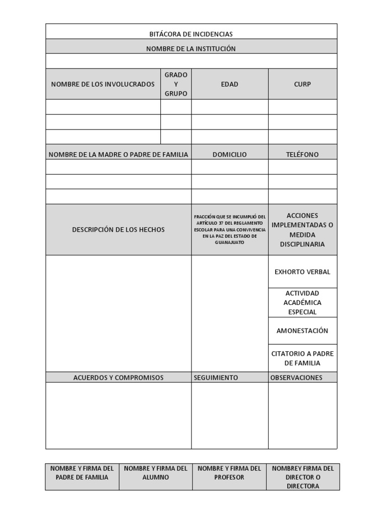 Bitácora de Incidencias | PDF