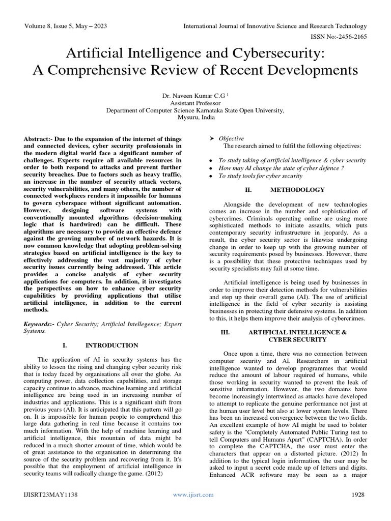 Artificial Intelligence and Cybersecurity A Comprehensive Review of Recent Developments | PDF ...