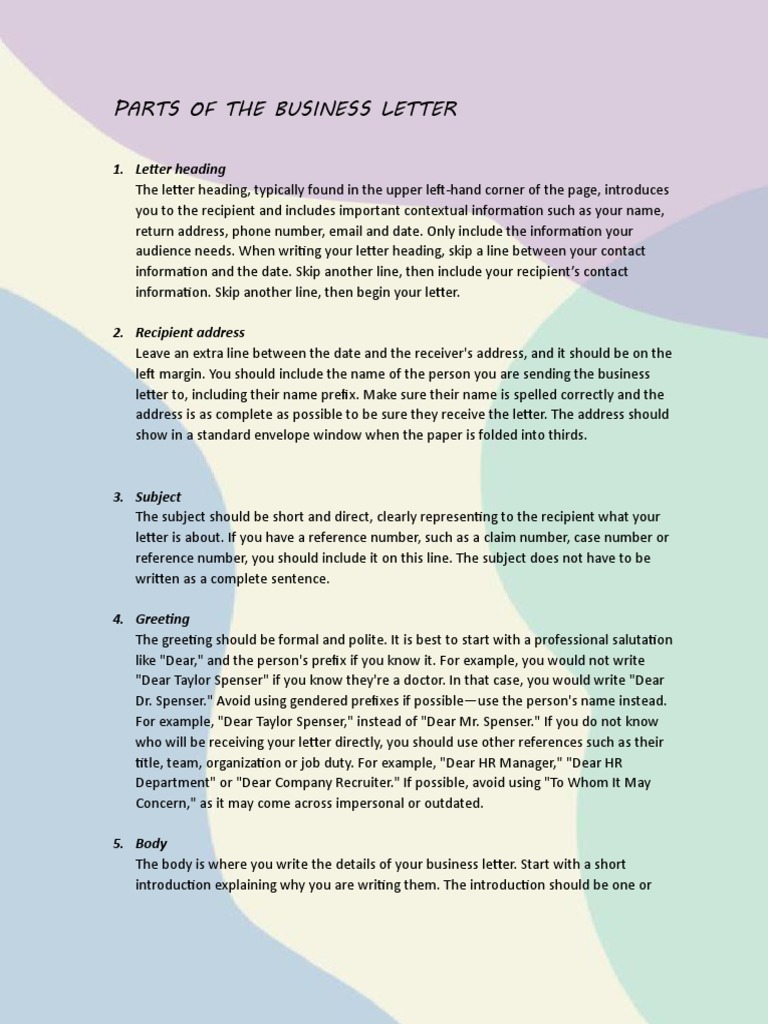 Essential Components of a Business Letter | PDF | Written Communication ...