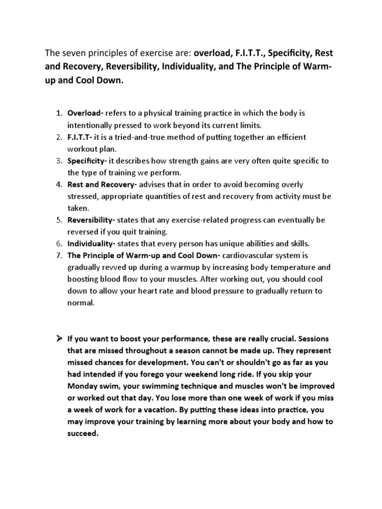 Principles of Exercise | PDF