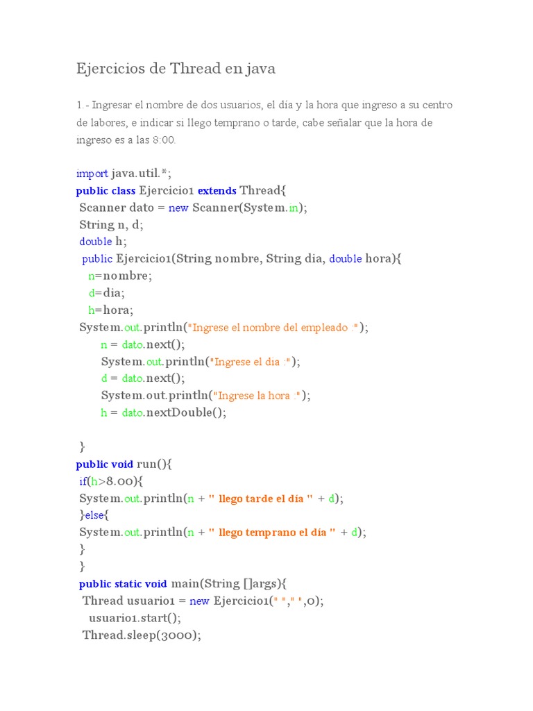 Ejercicios de Thread en Java | PDF | Java (lenguaje de programación) | Ingeniería Informática