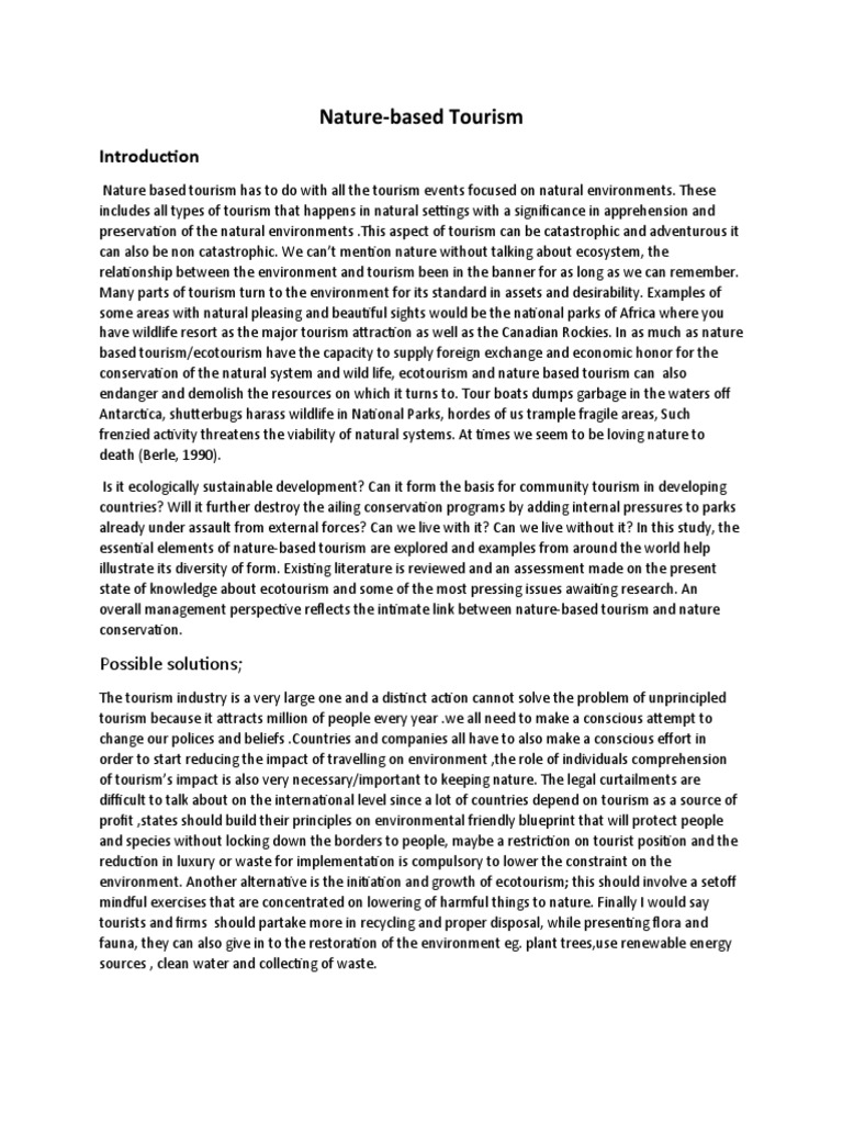 Nature Based Tourism Bilbograhy Download Free Pdf Tourism
