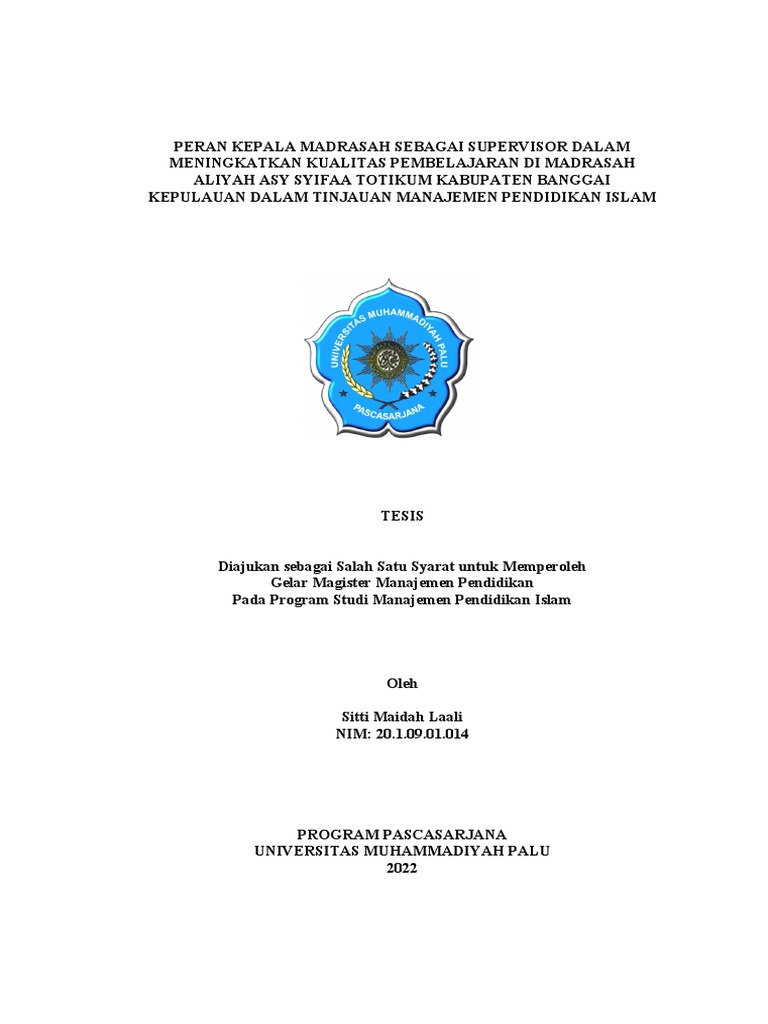 Contoh Bagian Awal Tesis | PDF