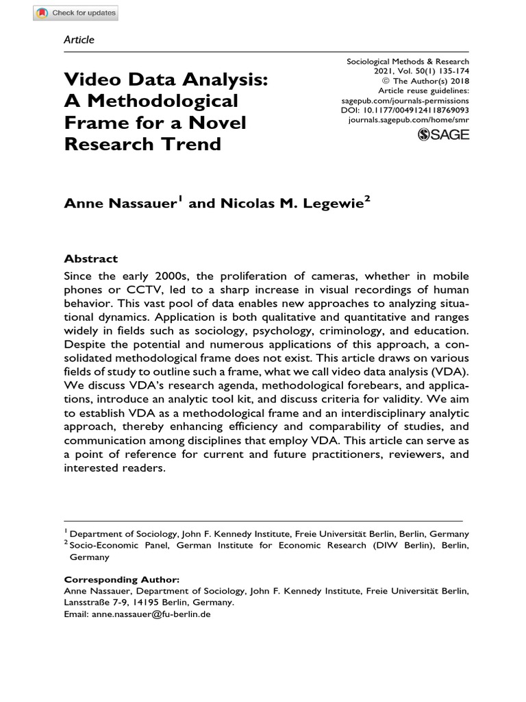 Video Data Analysis: A Methodological Frame For A Novel Research Trend ...