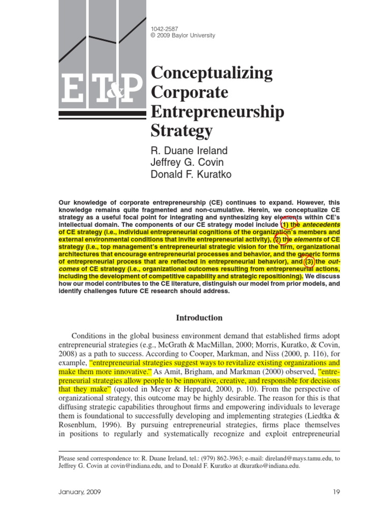Ireland Et Al 2009 - Conceptualizing Corporate Entrepreneurship ...