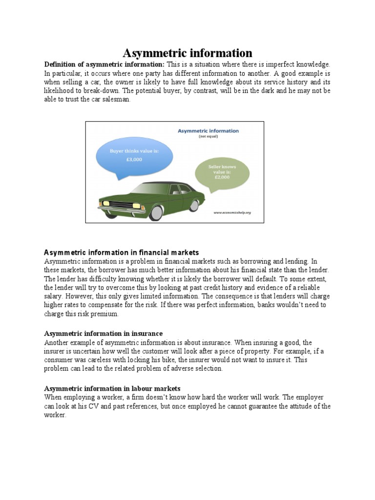 Asymmetric Information Pdf