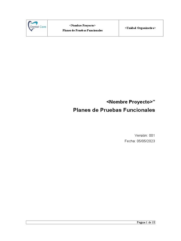 PLANTILLA - PLAN DE PRUEBAS FUNCIONALES - Anexo | PDF | Usuario (informática) | Bases de datos