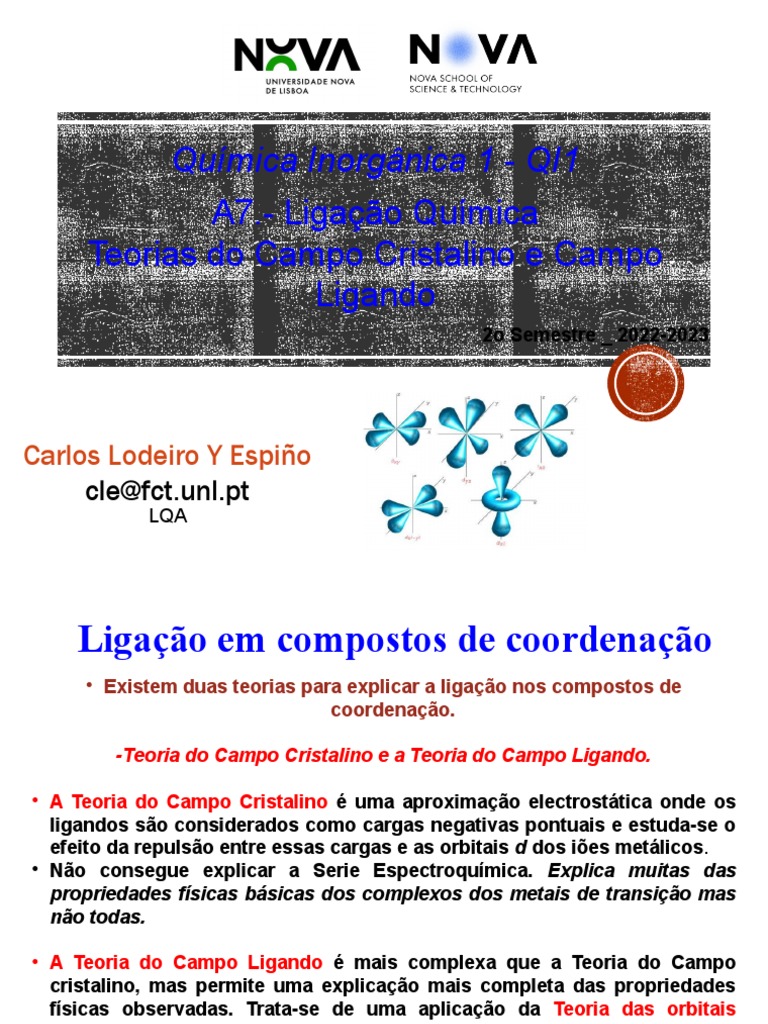 A7 8 Teorias Campo Cristalino E Campo Ligando 2022 2023 Pdf