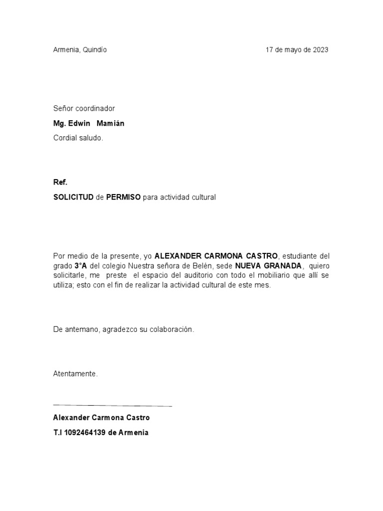 Solicitud de Permiso para Actividad Cultural | PDF | Hogar, jardinería ...