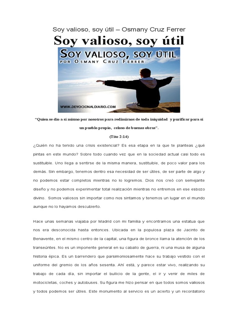 Soy Valioso | PDF | Relaciones personales, crianza y desarrollo personal