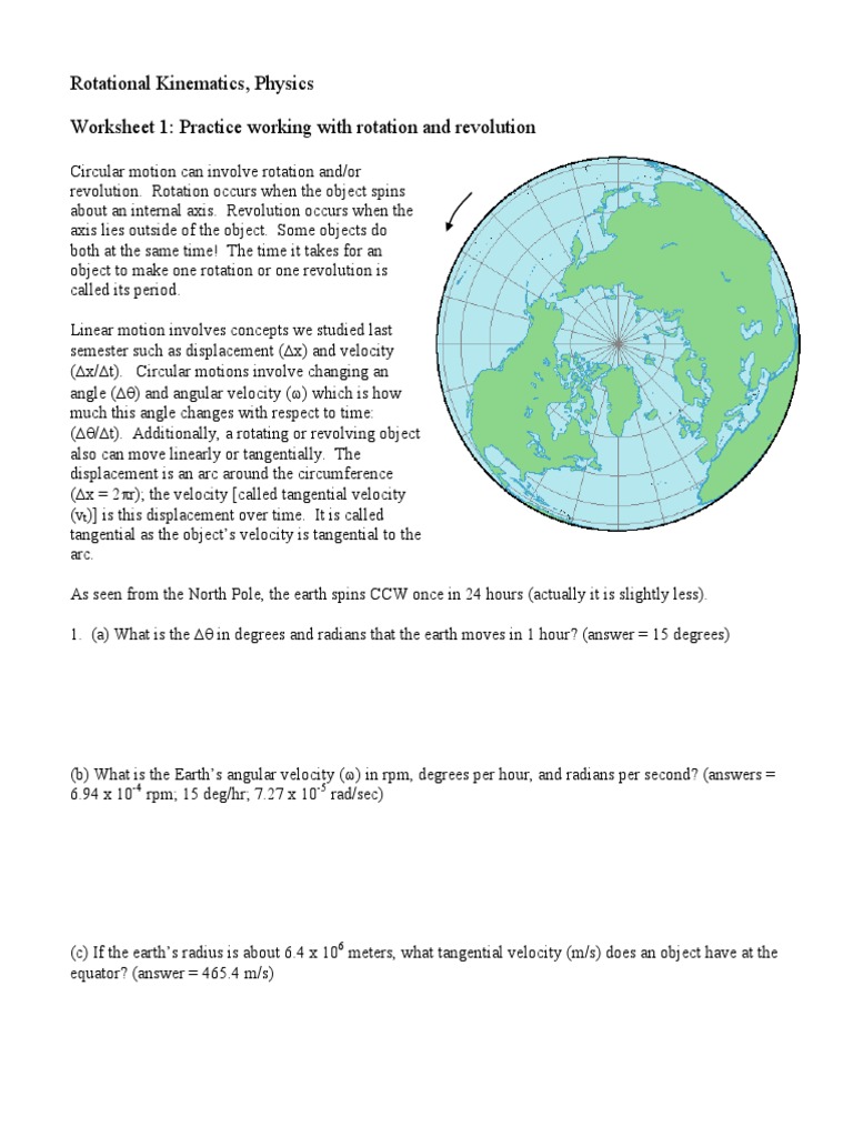 Rotational Kinematics Worksheet Packet | PDF | Speed | Velocity