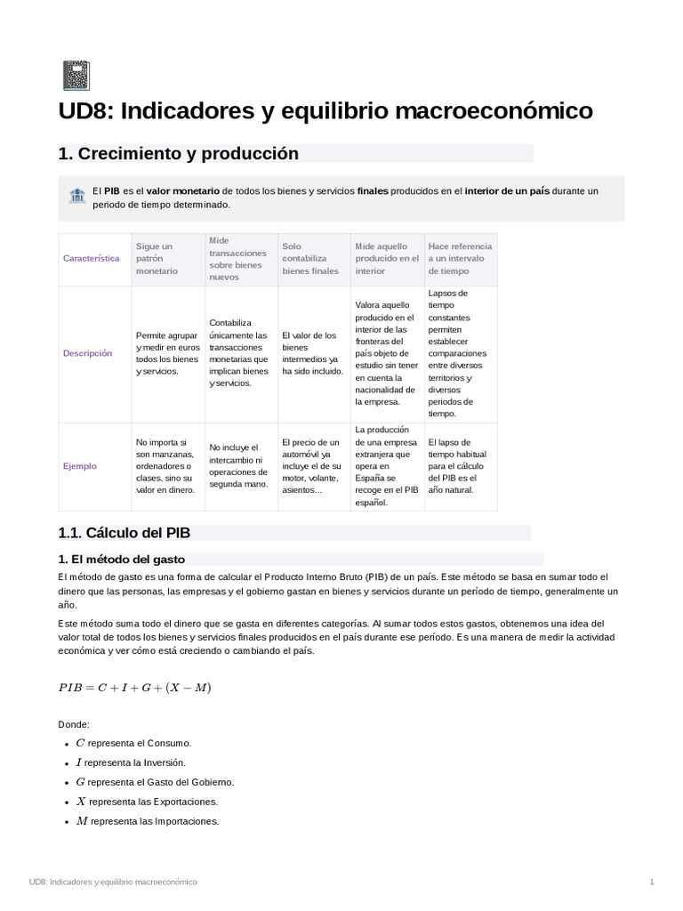 UD8 Indicadores y Equilibrio Macroeconmico | PDF | Inflación | Producto Interno Bruto