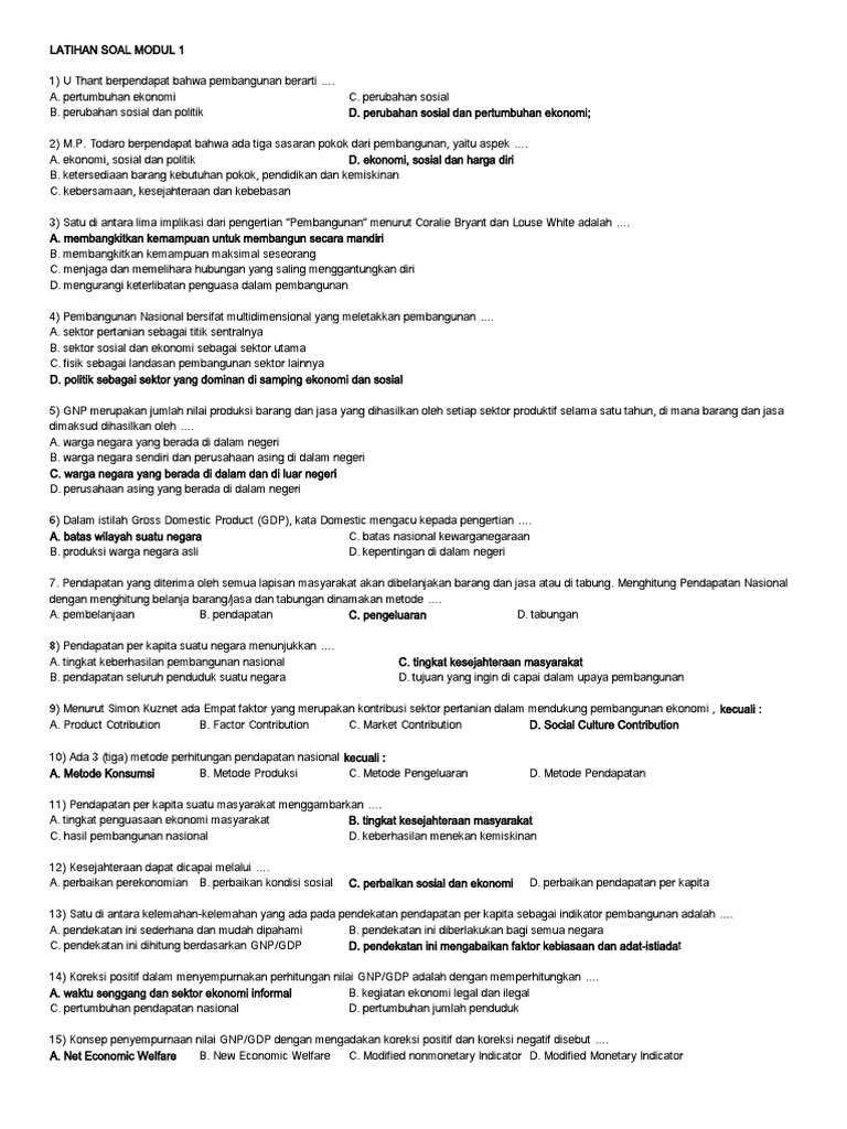 LATIHAN SOAL MODUL 1 & Jawaban | PDF