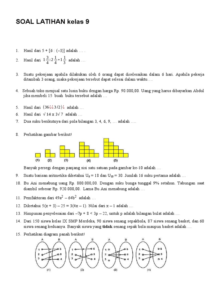 Soal Latihan Matematika Kelas 9 | PDF