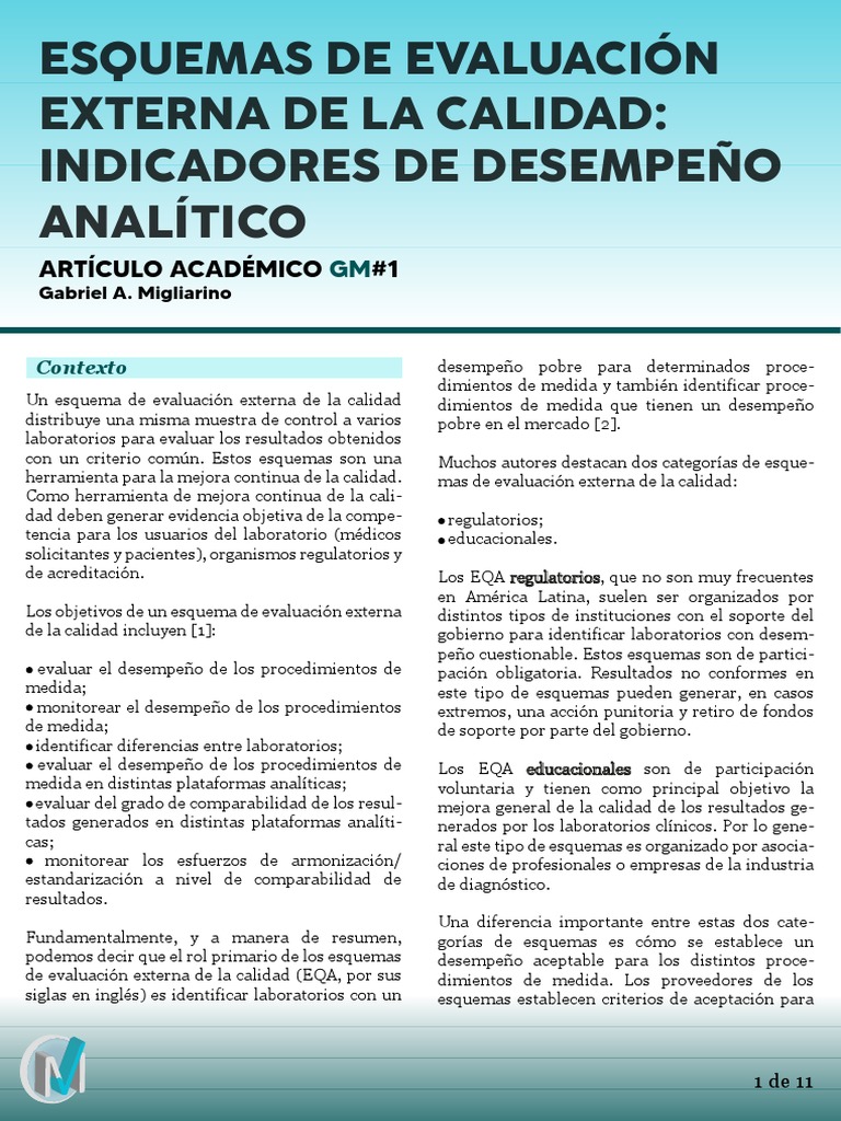 Artículo Académico GM #1 - Esquemas de Evaluación Externa de La Calidad - Indicadores de ...