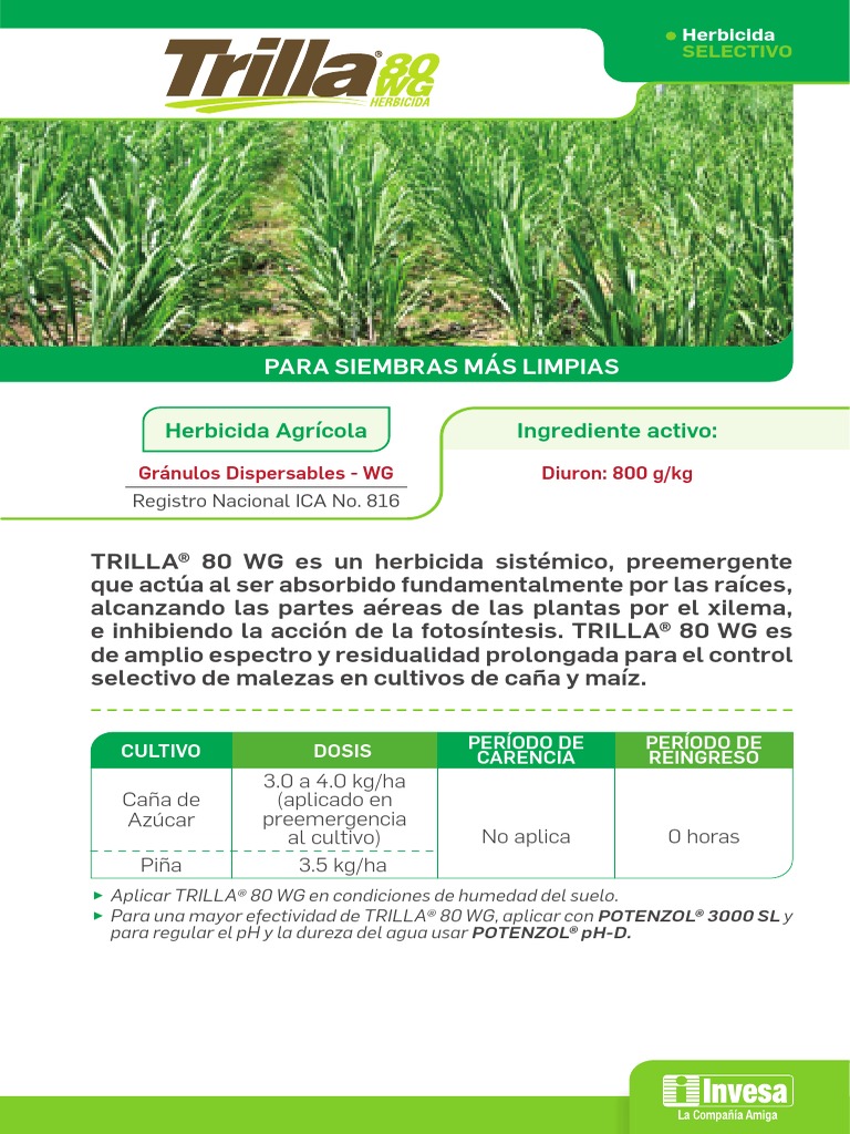 Herbicida TRILLA® 80 WG para Caña y Maíz | PDF