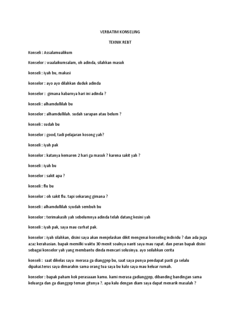 Contoh Verbatim Konseling REBT | PDF