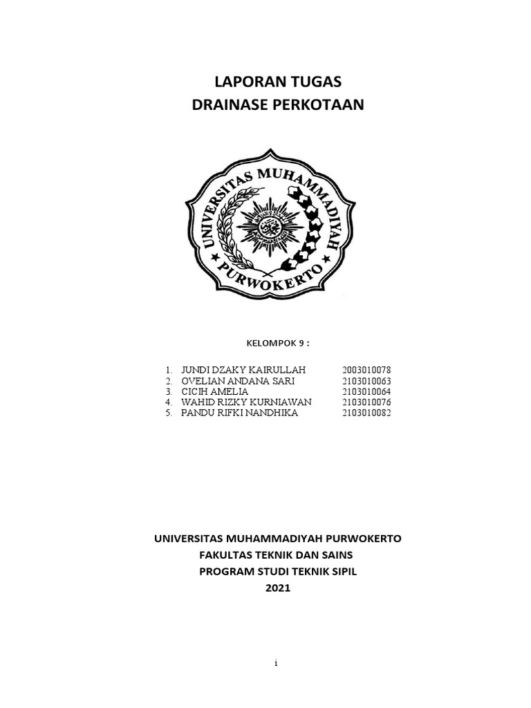 LAPORAN TUGAS DRAINASE PERKOTAAN GEDUNG Q (Fakultas Kedokteran) | PDF