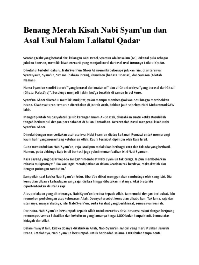 Benang Merah Kisah Nabi Syam | PDF | Sejarah