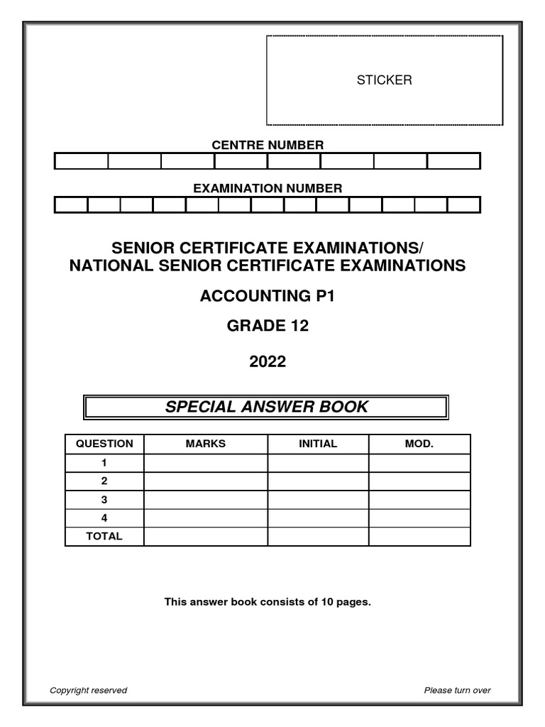 Accounting P1 May-June 2022 Answer Book Eng | PDF