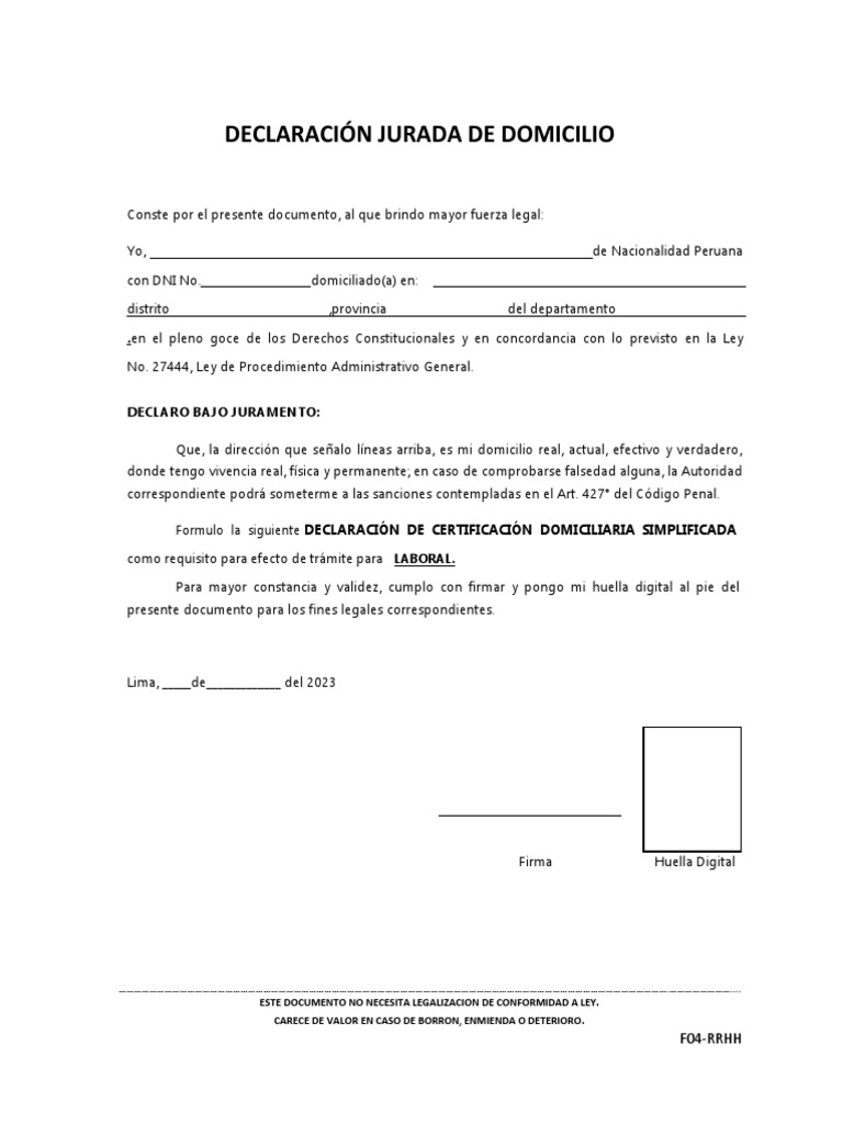 Formatos-DJ Domicilio-DJ Acoso-DJ Datos-Carta CCI | PDF | Justicia | Crimen y violencia