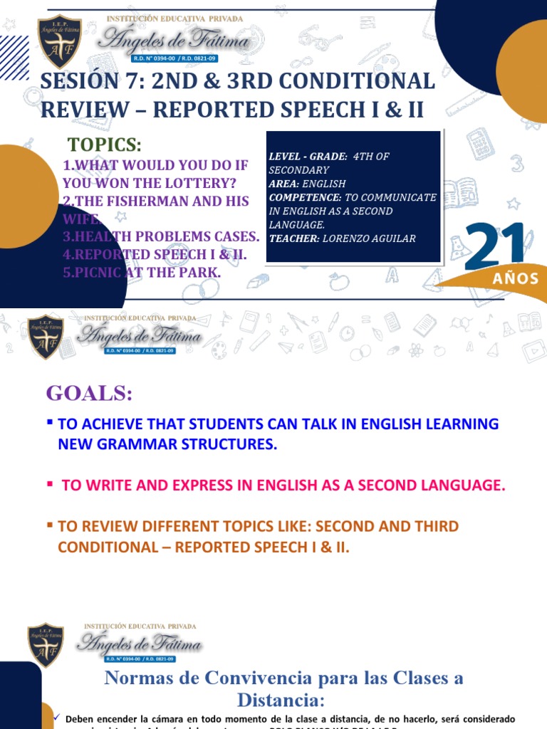 Sesión 7: 2Nd & 3Rd Conditional Review - Reported Speech I & Ii | PDF ...