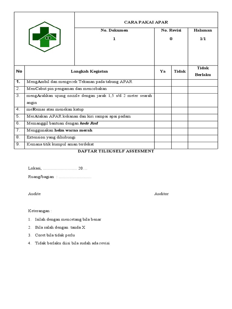 Daftar Tilik APAR | PDF