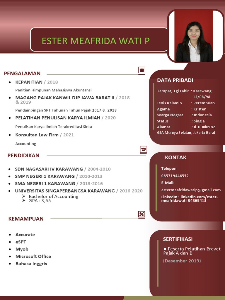 CV _ Ester Meafrida Wati P (1) | PDF