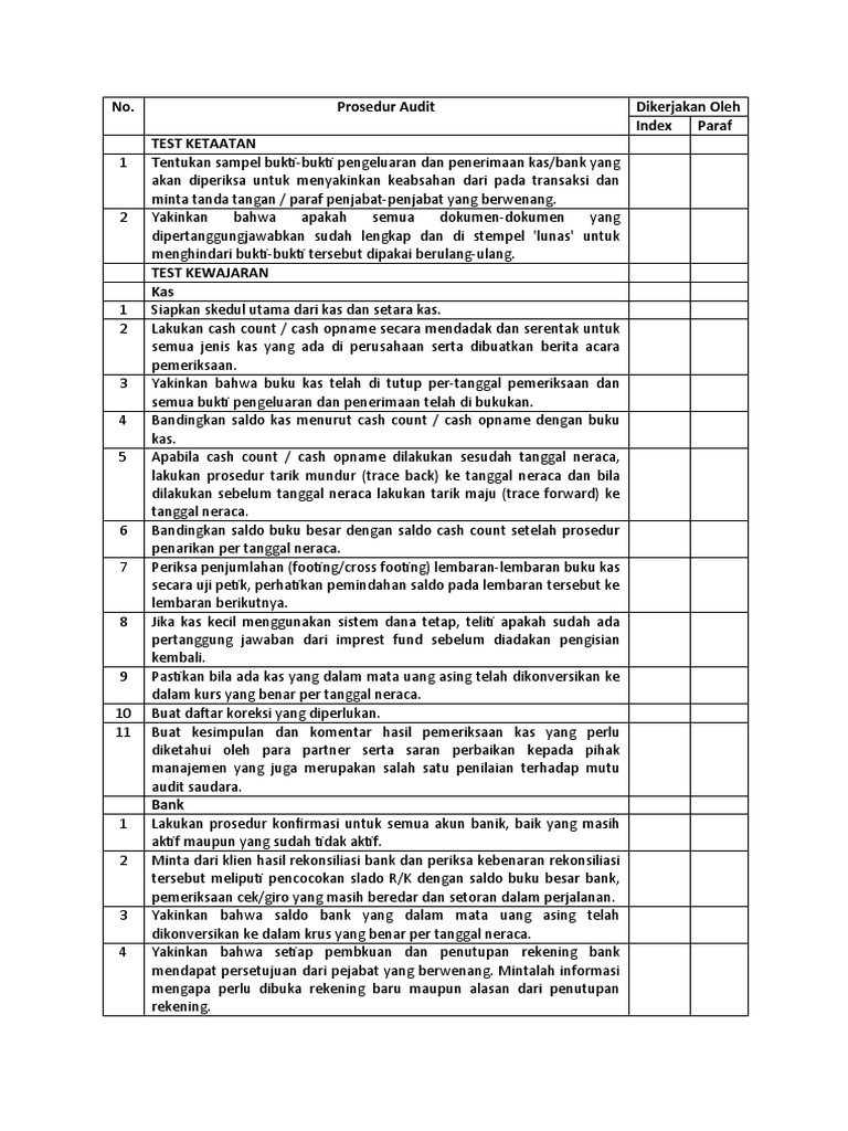 contoh program audit | PDF