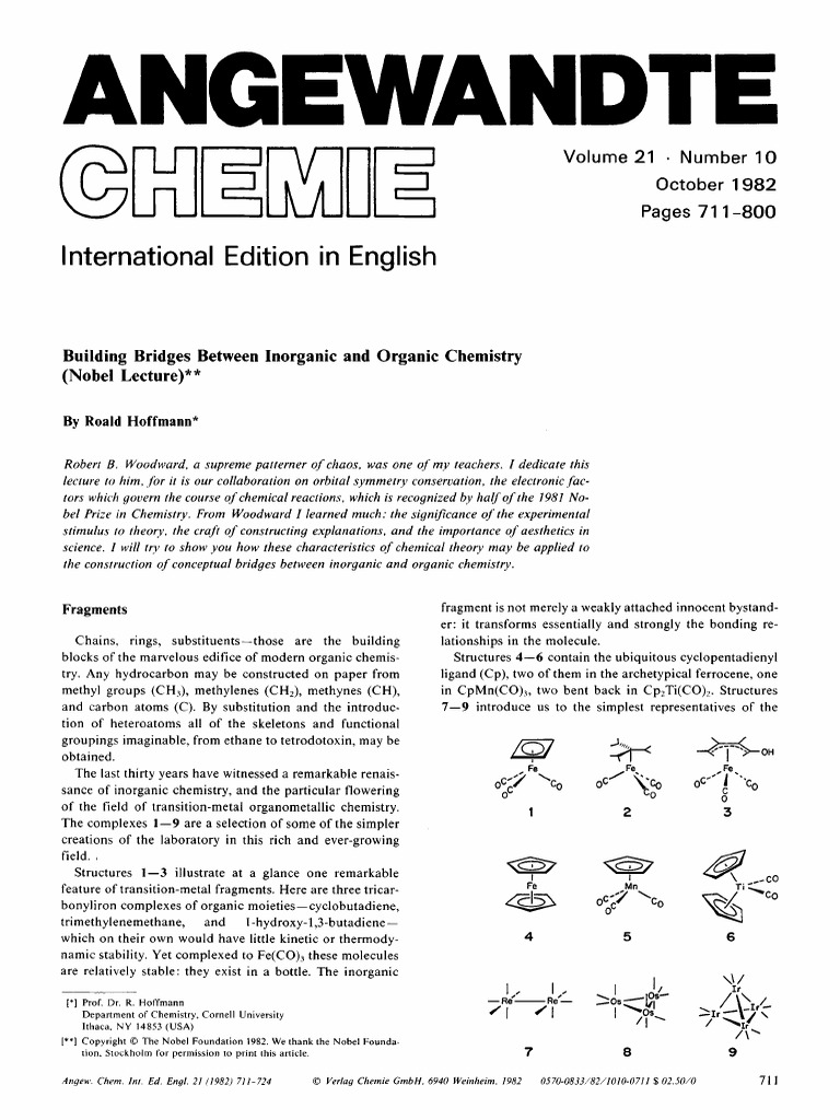 Angew Chem Int Ed Engl - October 1982 - Hoffmann - Building Bridges Between Inorganic and ...
