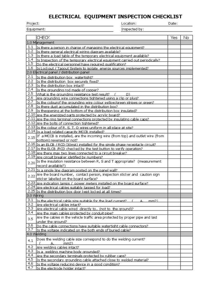 Form Inspeksi Electrical | PDF