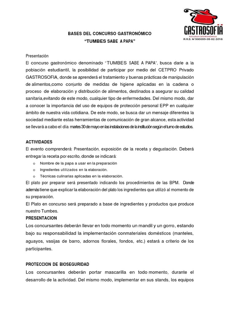 Bases Concurso Papa | PDF | Alimentos