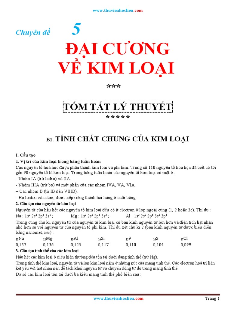 Dai Cuong Ve Kim Loai | PDF