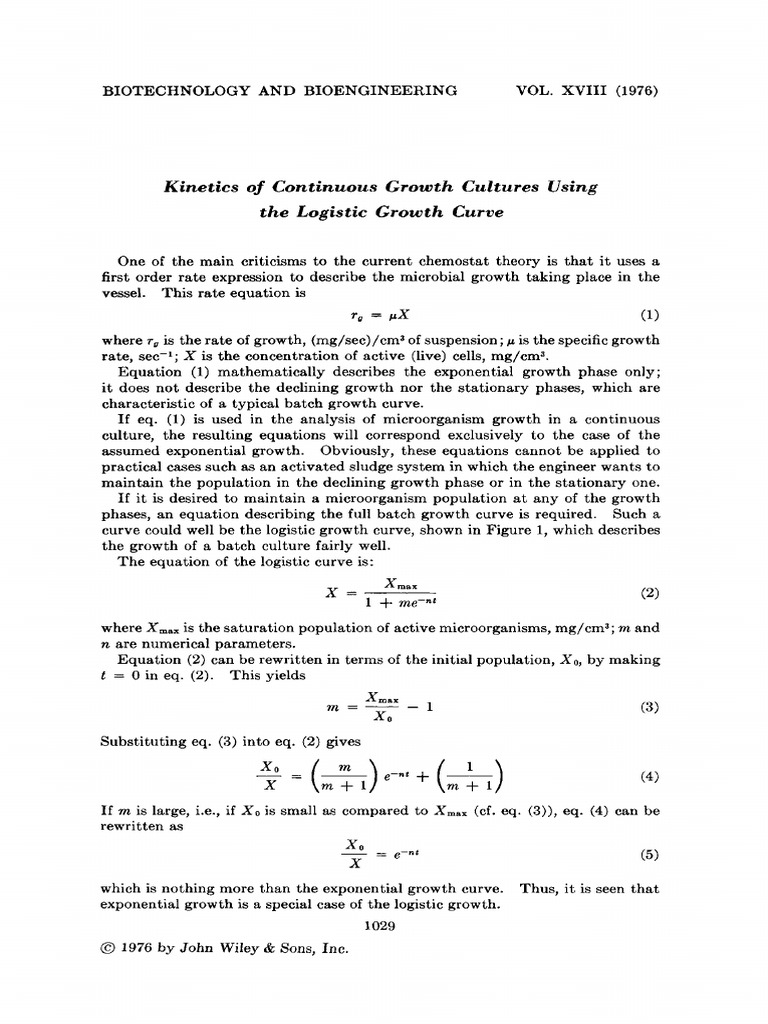 Biotech Bioengineering - July 1976 - La Motta - Kinetics of Continuous ... Biotech Bioengineering - July 1976 - La Motta - Kinetics of Continuous ...