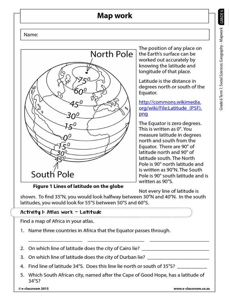Grade 6 Geography Wsheet 1 | PDF | Longitude | Latitude