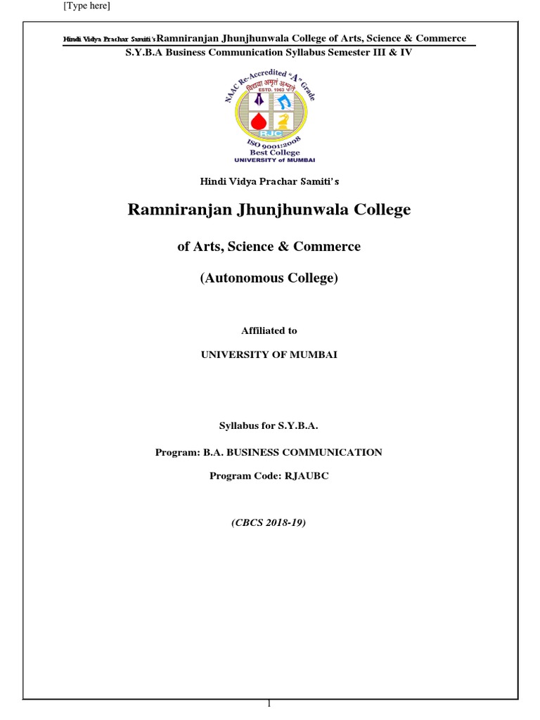 Ramniranjan Jhunjhunwala College: of Arts, Science & Commerce ...