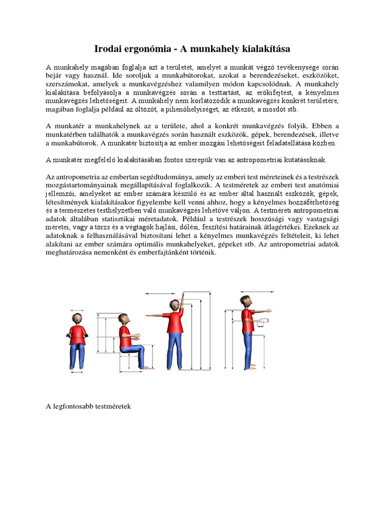 Irodai Ergonomia - A Munkahely Kialakitasa | PDF