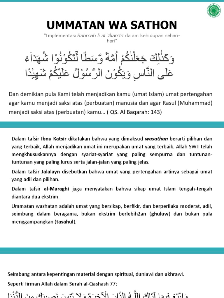 Bab 8 Ummatan Wasathon | PDF